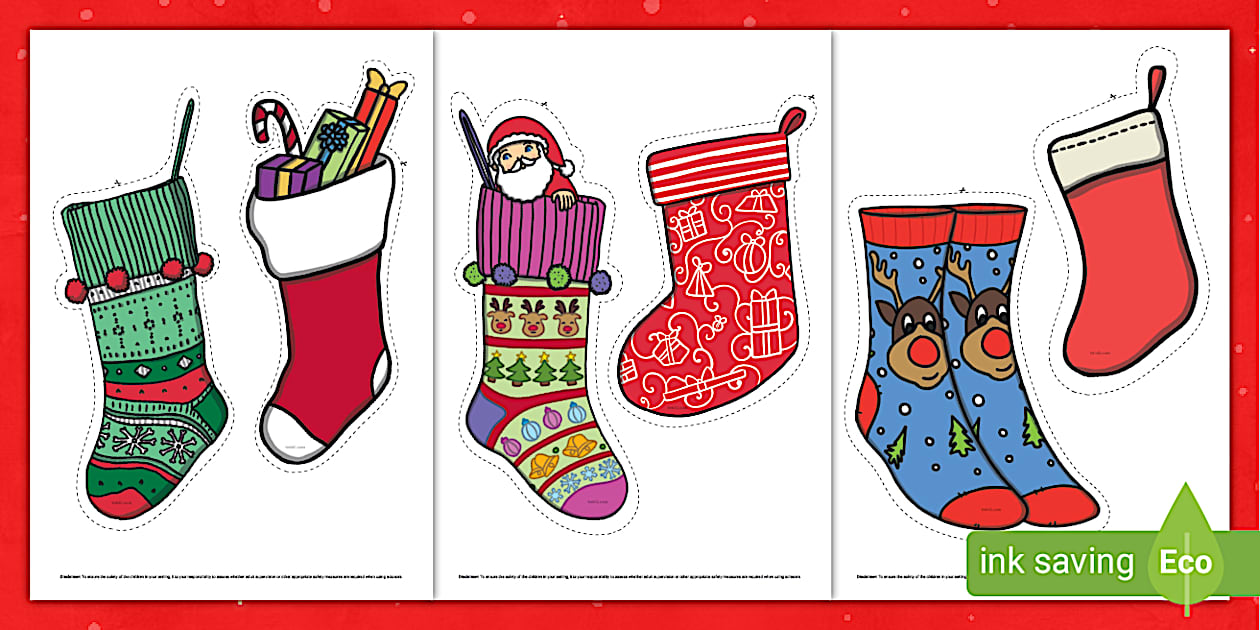 Christmas Stocking Display Cut-Outs (teacher made) - Twinkl