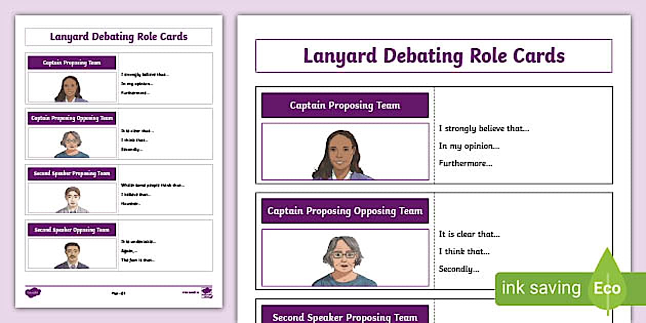 Lanyard Debating Role Cards (teacher made) - Twinkl