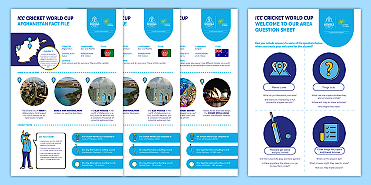 FREE! - KS1 ICC Cricket World Cup Welcome to Our Area Activity Pack