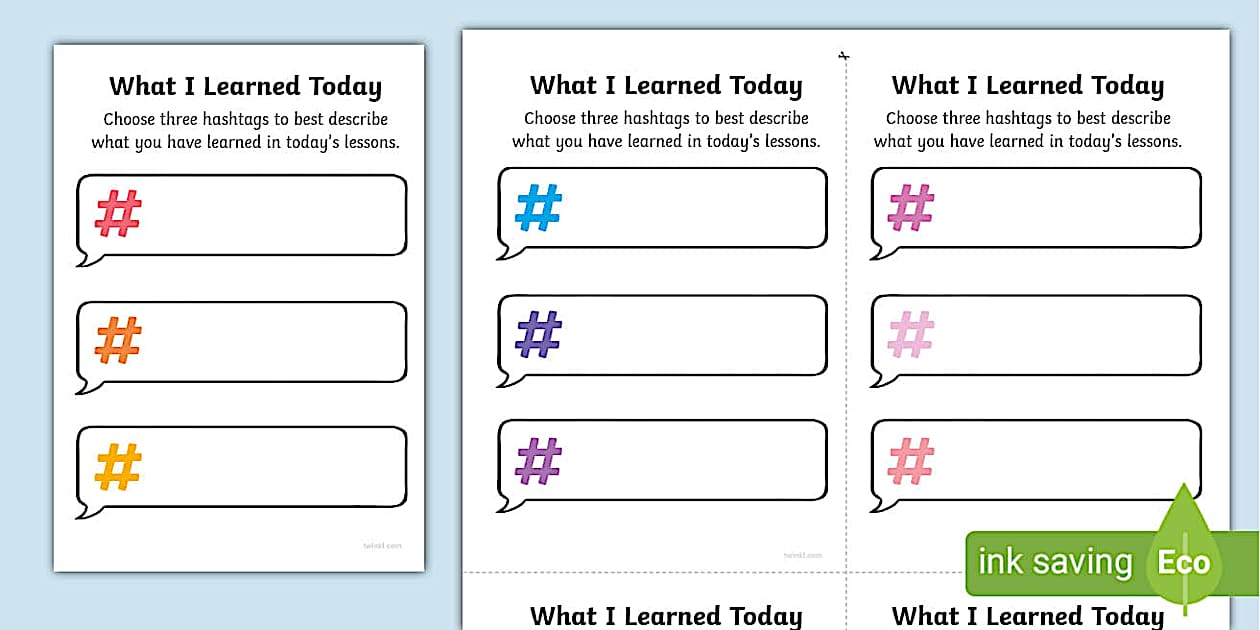 Hashtag Exit Slip Activity (teacher made) - Twinkl