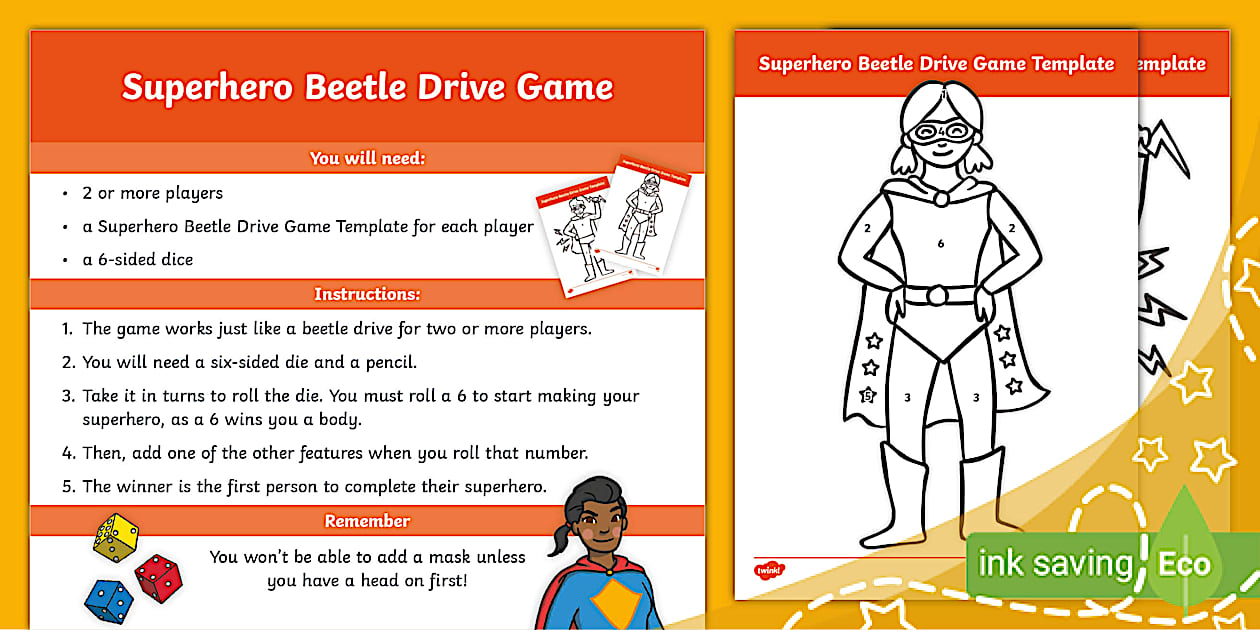 Superhero Beetle Drive Game (teacher made) - Twinkl