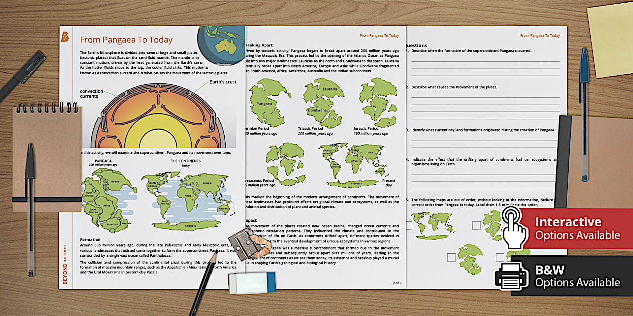 Pangaea to Today Worksheet (teacher made) - Twinkl