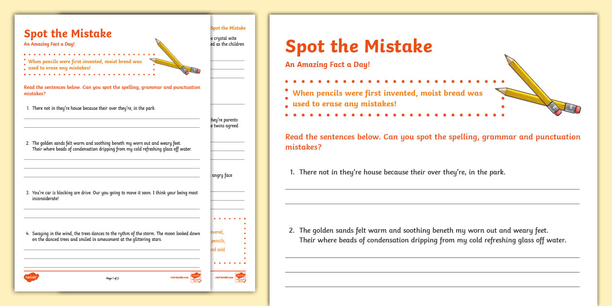Spot the Mistake Punctuation Worksheet — English Grammar