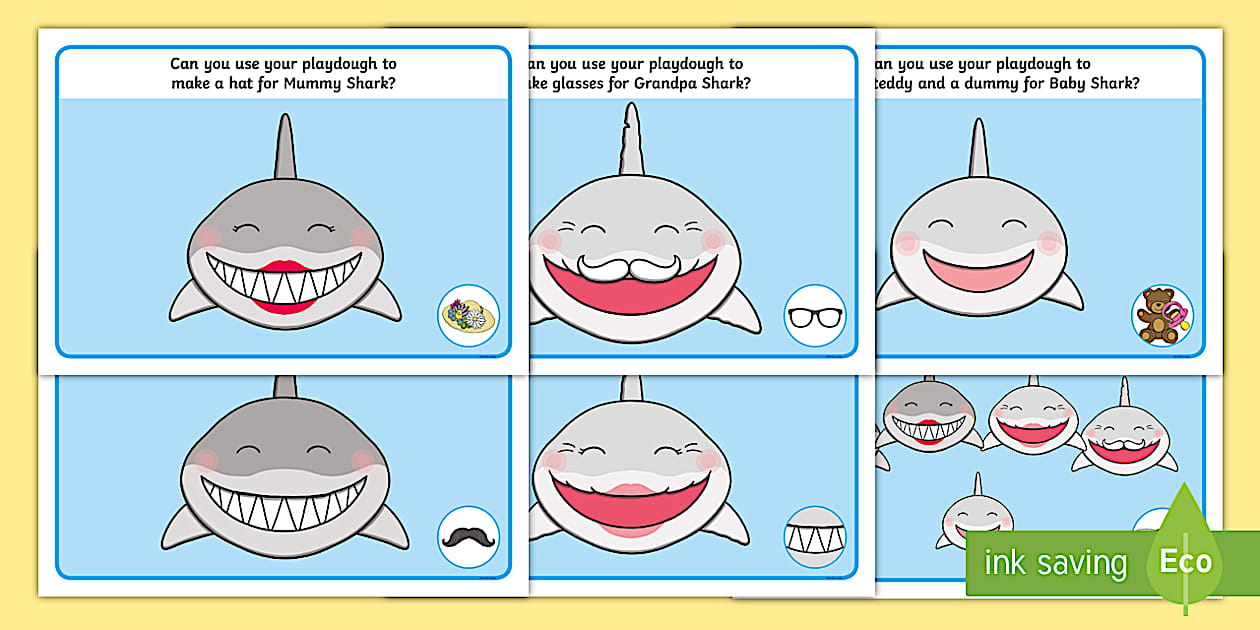 Shark-Themed Modelling Dough Mats (teacher made) - Twinkl