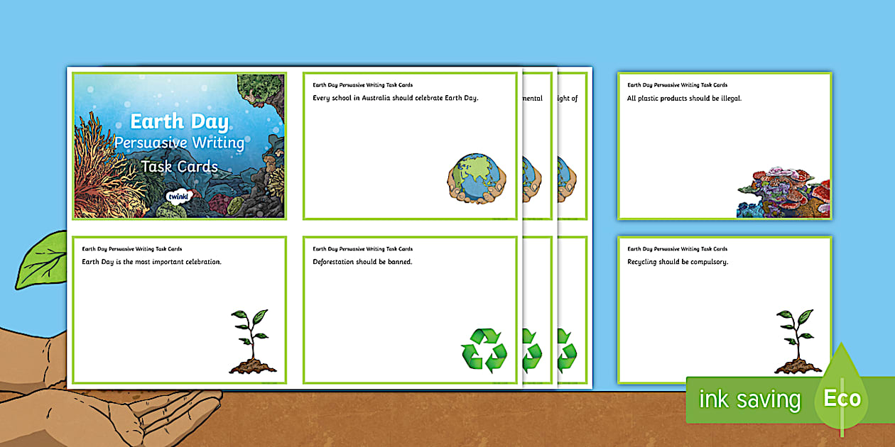 Earth Day Persuasive Text Challenge Cards - Twinkl