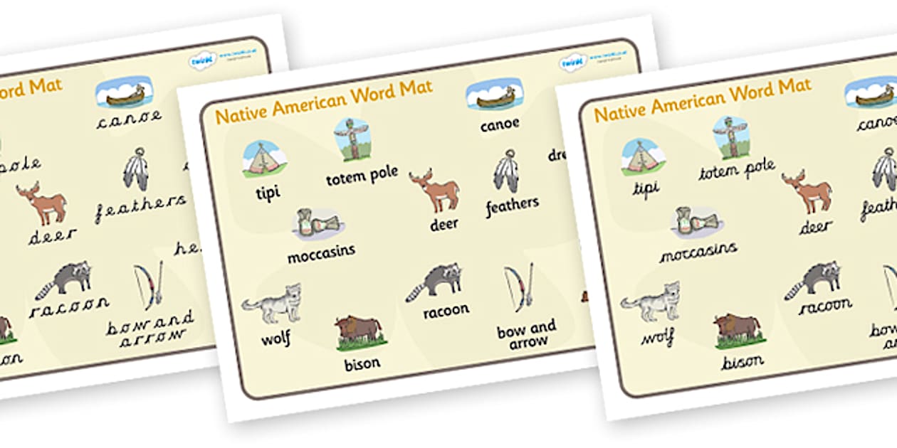 Native American Word Mat (teacher made) - Twinkl