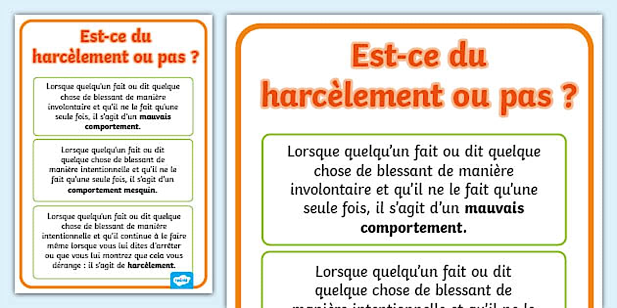 Affiche - est-ce du harcèlement ou pas ? (teacher made)
