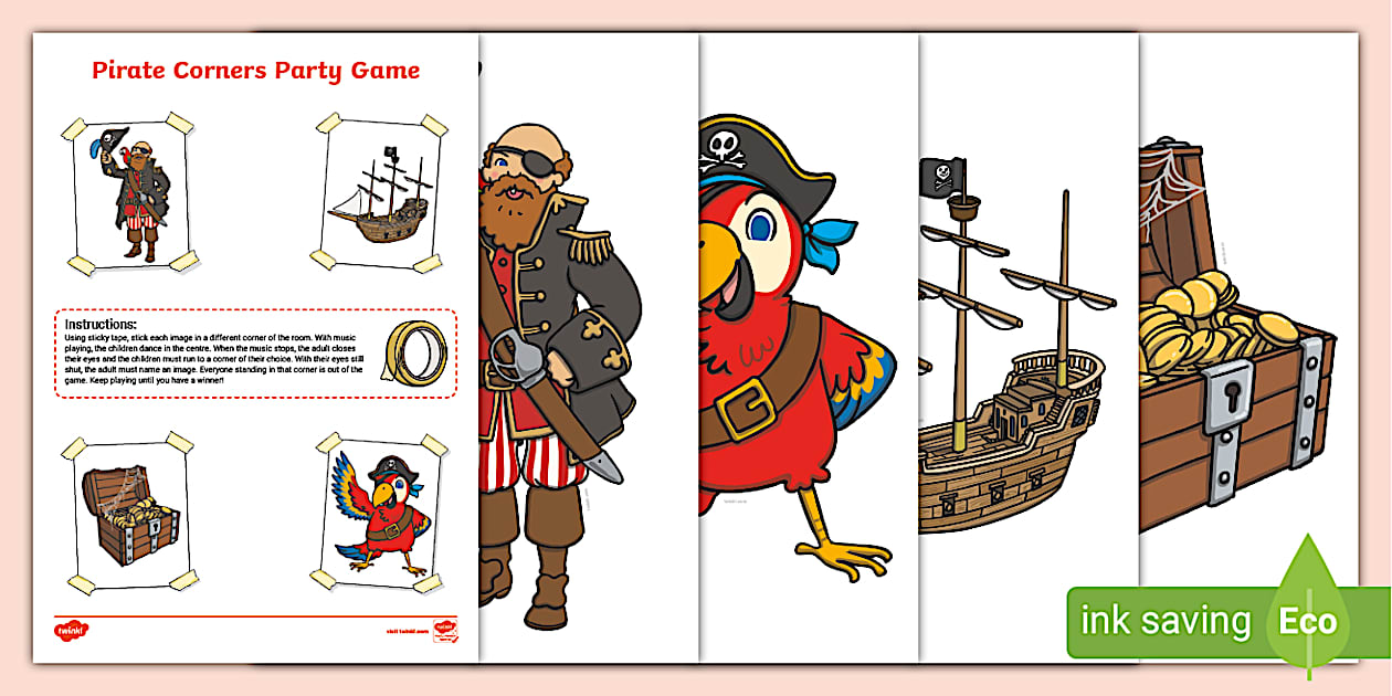 Pirate Corners Party Game (teacher made) - Twinkl