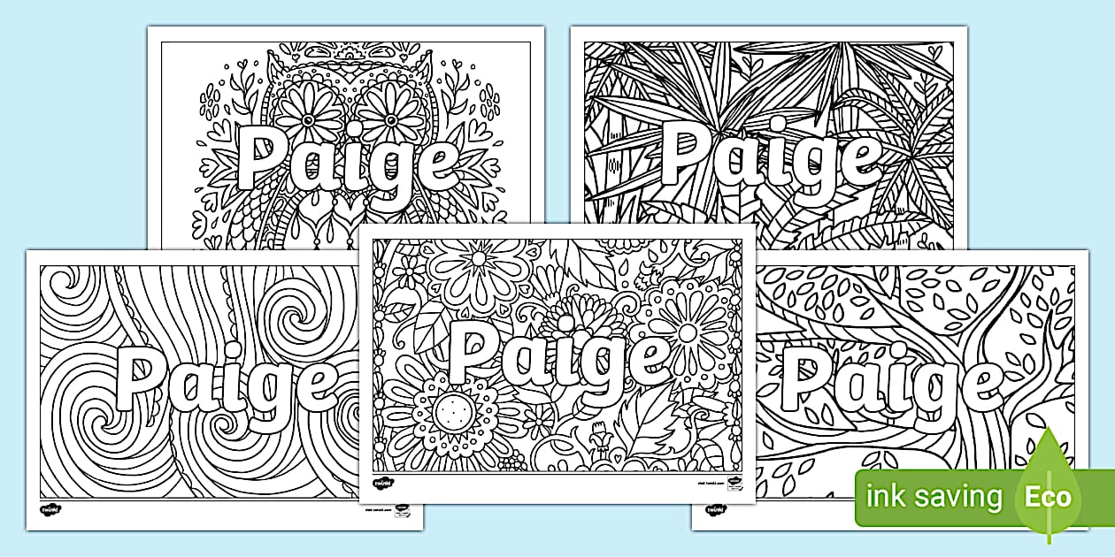 Paige Mindfulness Name Colouring Activity (teacher made)