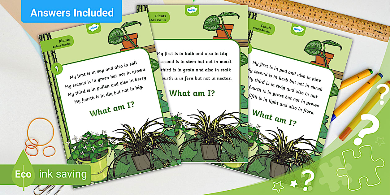 Plants Riddle Puzzles - AL - Twinkl - Kids Puzzles - Twinkl