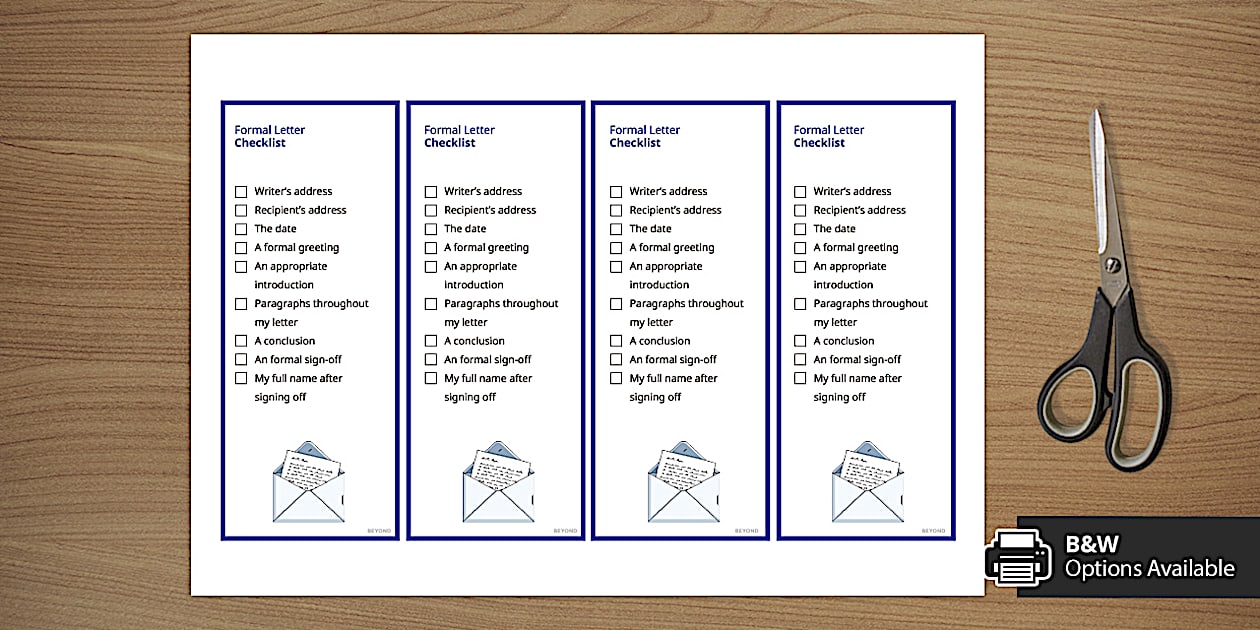 Formal Letter Checklist (teacher made) - Twinkl