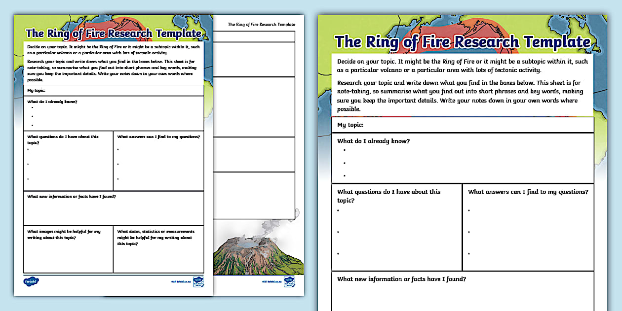 Ring of Fire Research Template (teacher made) - Twinkl