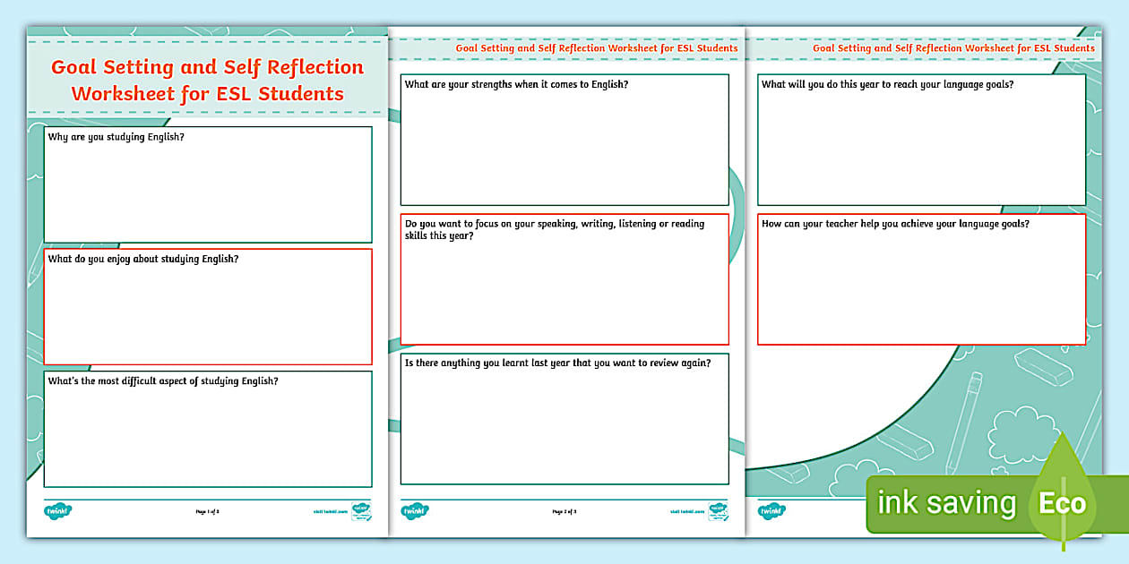 ESL Goal Setting Activity Sheet (teacher made) - Twinkl