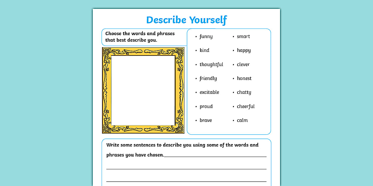 Describe Yourself Worksheet (teacher made) - Twinkl