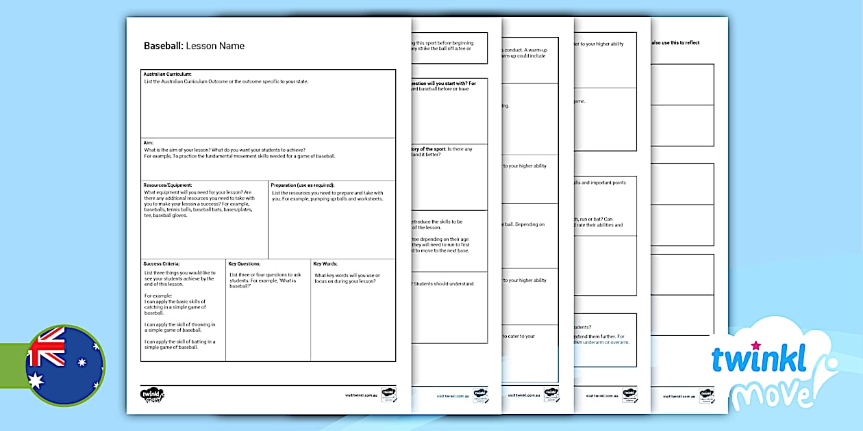Move PE Baseball Lesson Plan Template (Teacher-Made)