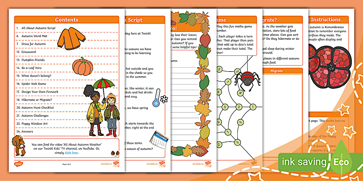 All About Autumn Weather Video Activity Booklet - Twinkl