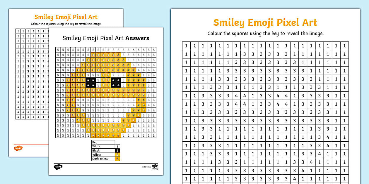 😊 Smiley Emoji Pixel Art Template (Teacher-Made) - Twinkl