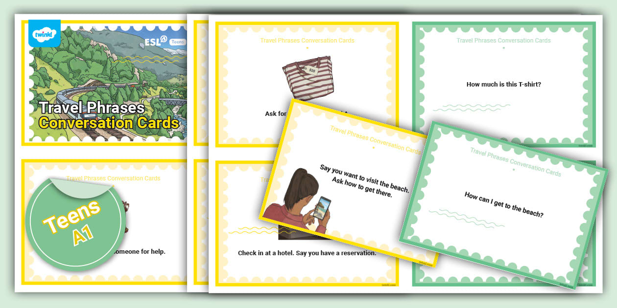 ESL Travel Phrases Conversation Cards for Teens - Twinkl