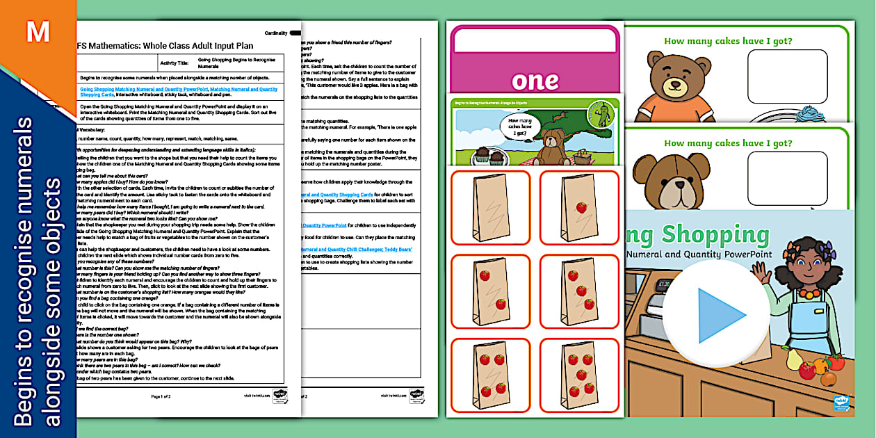 Kindergarten Maths Going Shopping Adult Input Plan and Resource Pack