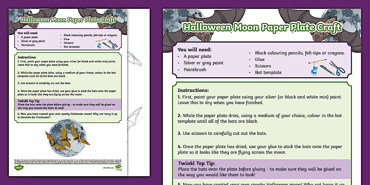 Halloween Moon Paper Plate Craft (teacher made) - Twinkl