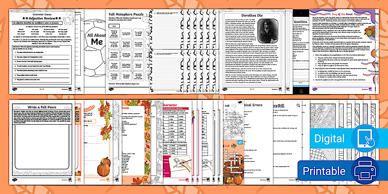 Eighth Grade ELA Fall Sub Pack (teacher made) - Twinkl