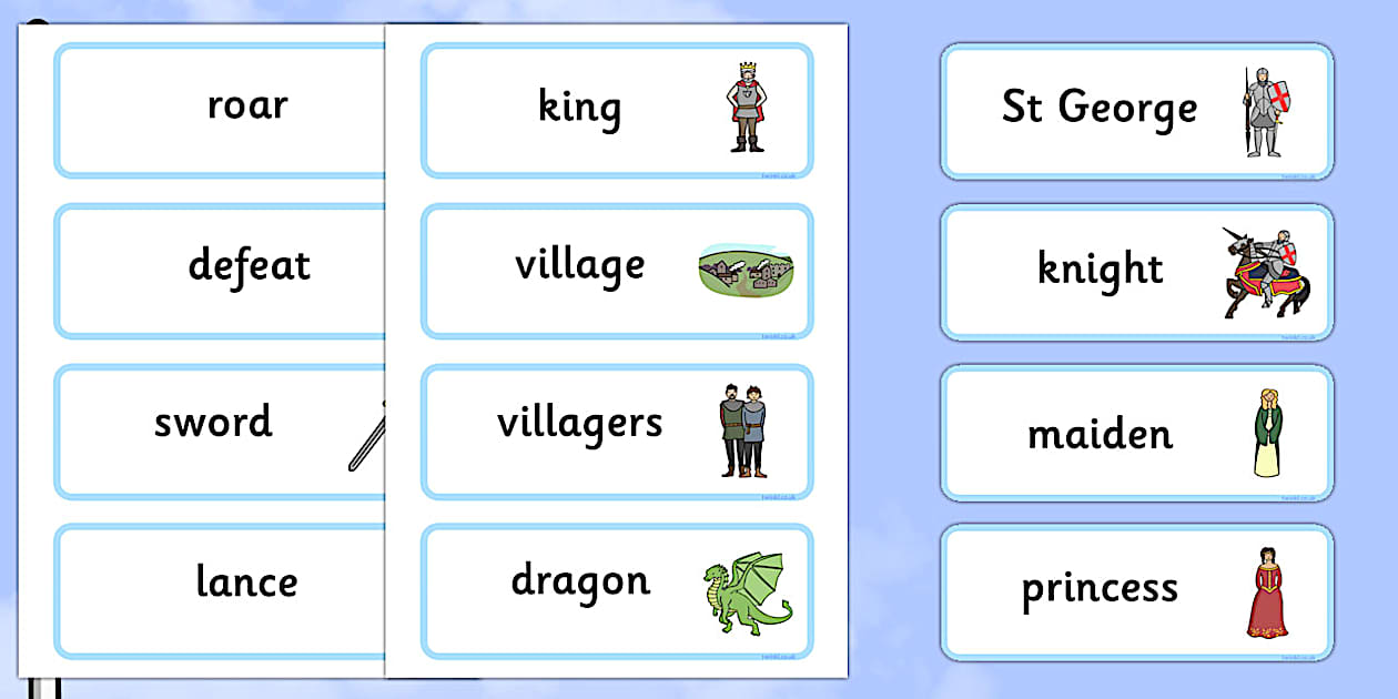 St George And The Dragon Story Word Cards (teacher made)