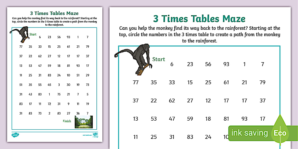 👉 3 Times Table Maze (teacher made) - Twinkl