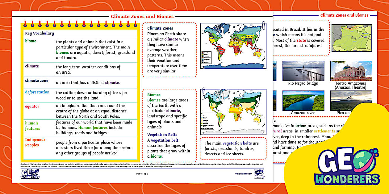 GeoWonderers:LKS2 Climate Zones & Biomes Knowledge Organiser