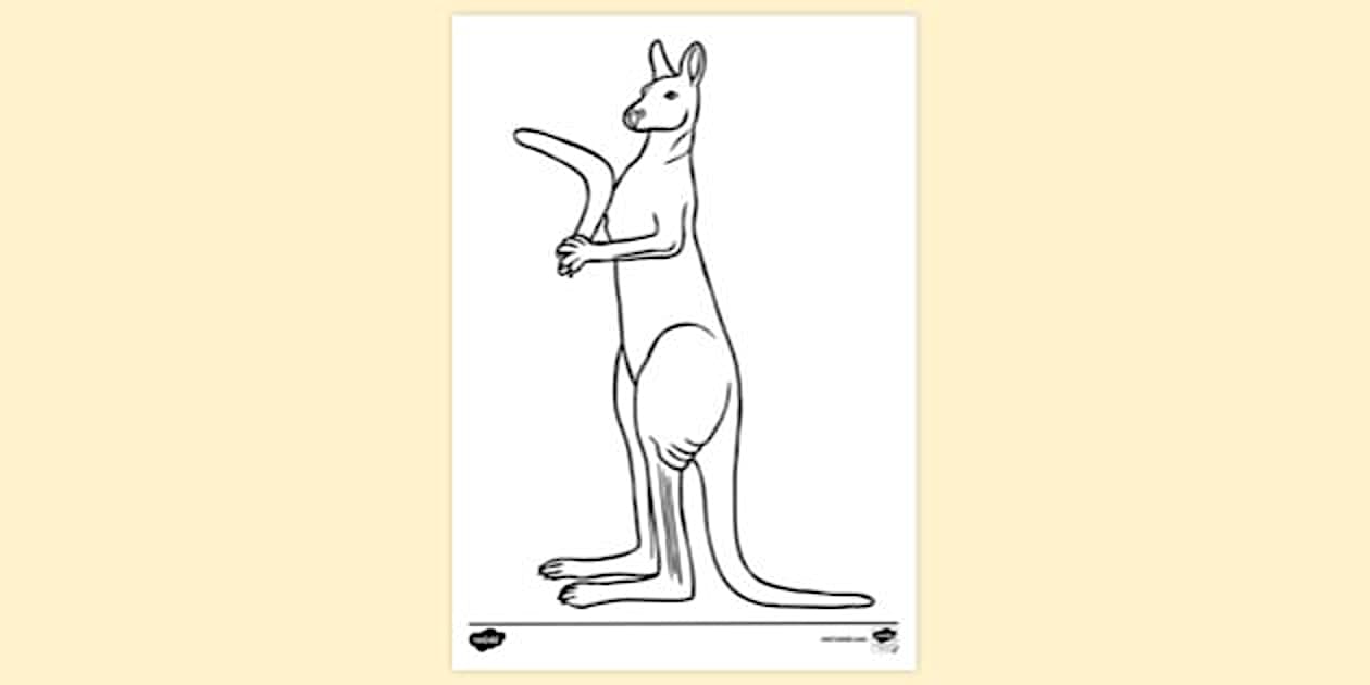 Kangaroo With Boomerang Colouring | Colouring Sheets