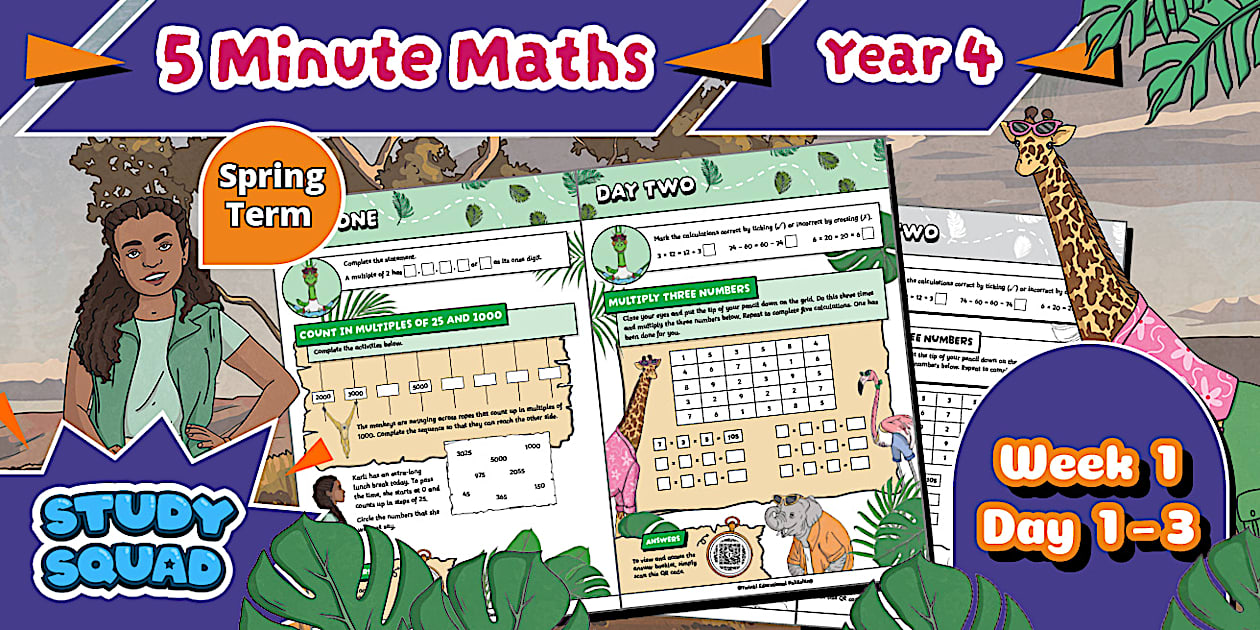 👉 Study Squad 5 Minute Maths - Year 4 Spring - Week 1 Days 1-3