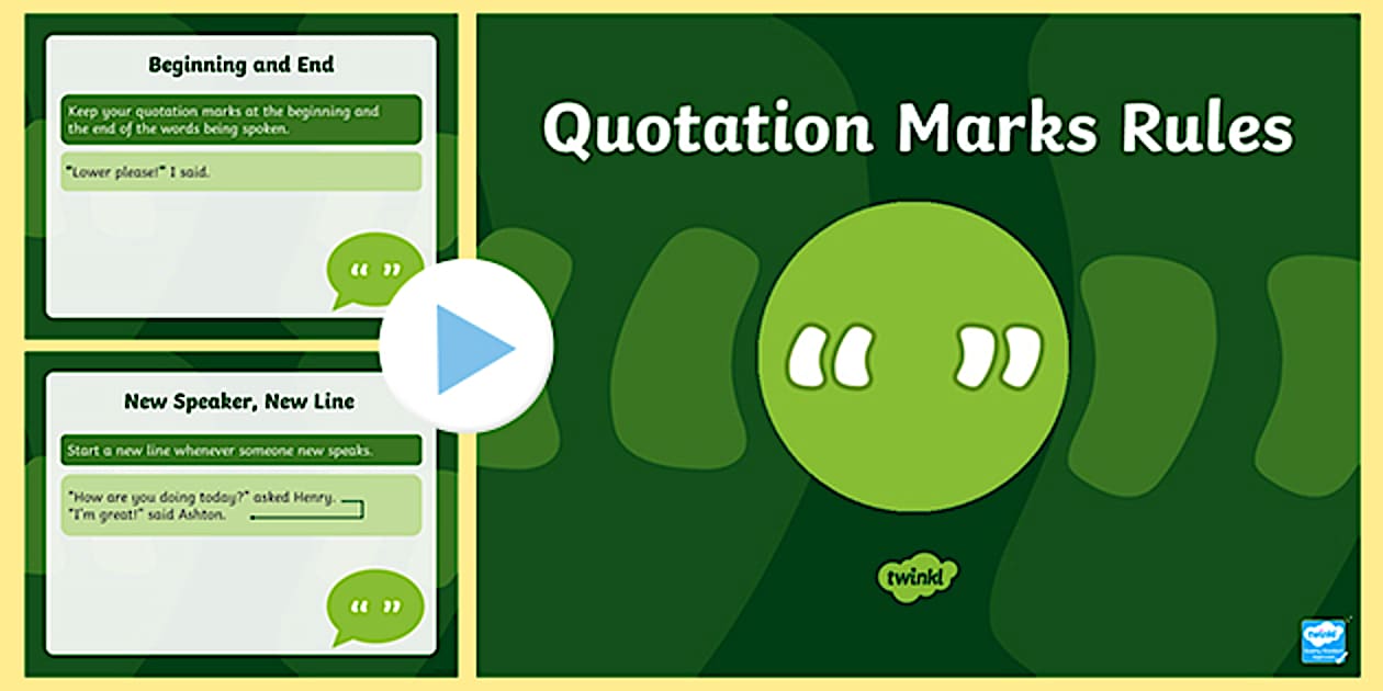Quotation Marks Rules PowerPoint for 3rd-5th Grade - Twinkl