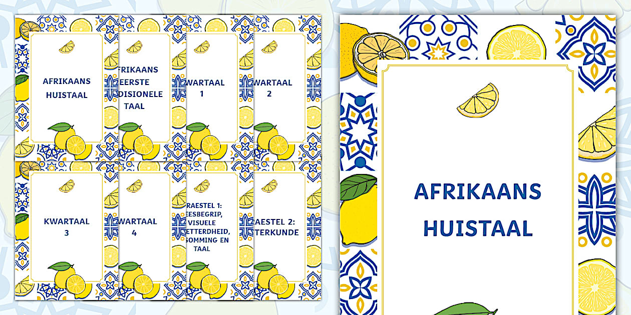 Mediterreense Suurlemoen Afrikaans Huistaal & EAT Werkboek Tussenblaaie