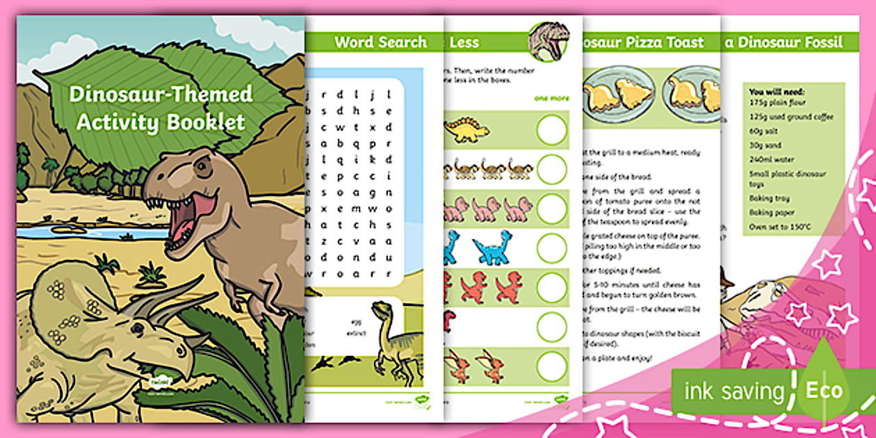 Editable Dinosaur-Themed Activity Booklet (teacher made)
