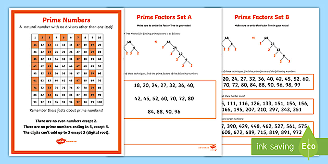 Prime Factors Worksheet | Prime math Factor Tree - Twinkl