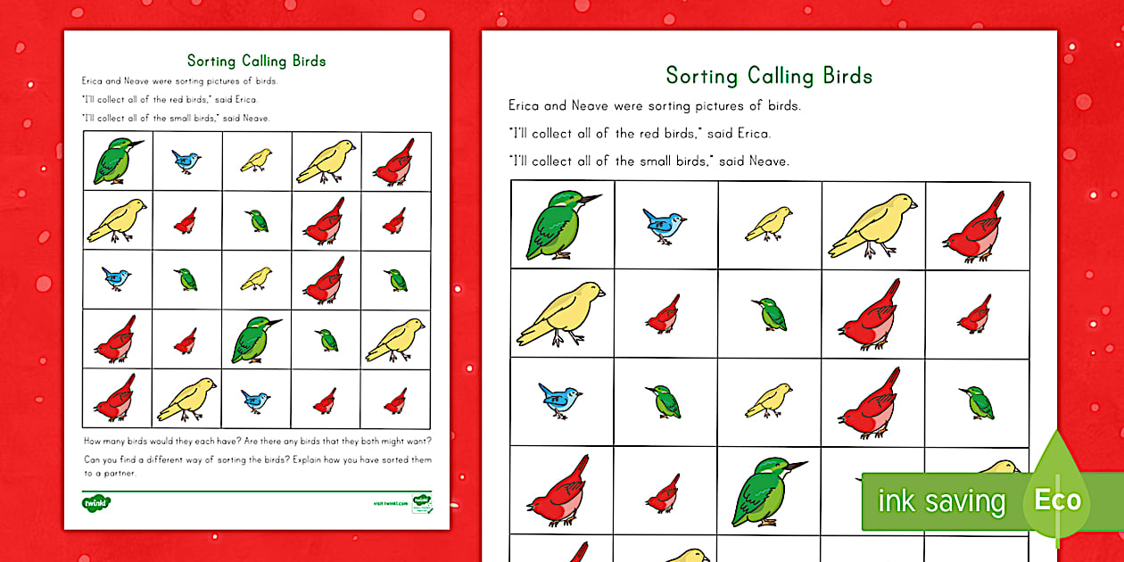 Four Calling Birds Worksheet (teacher made) - Twinkl