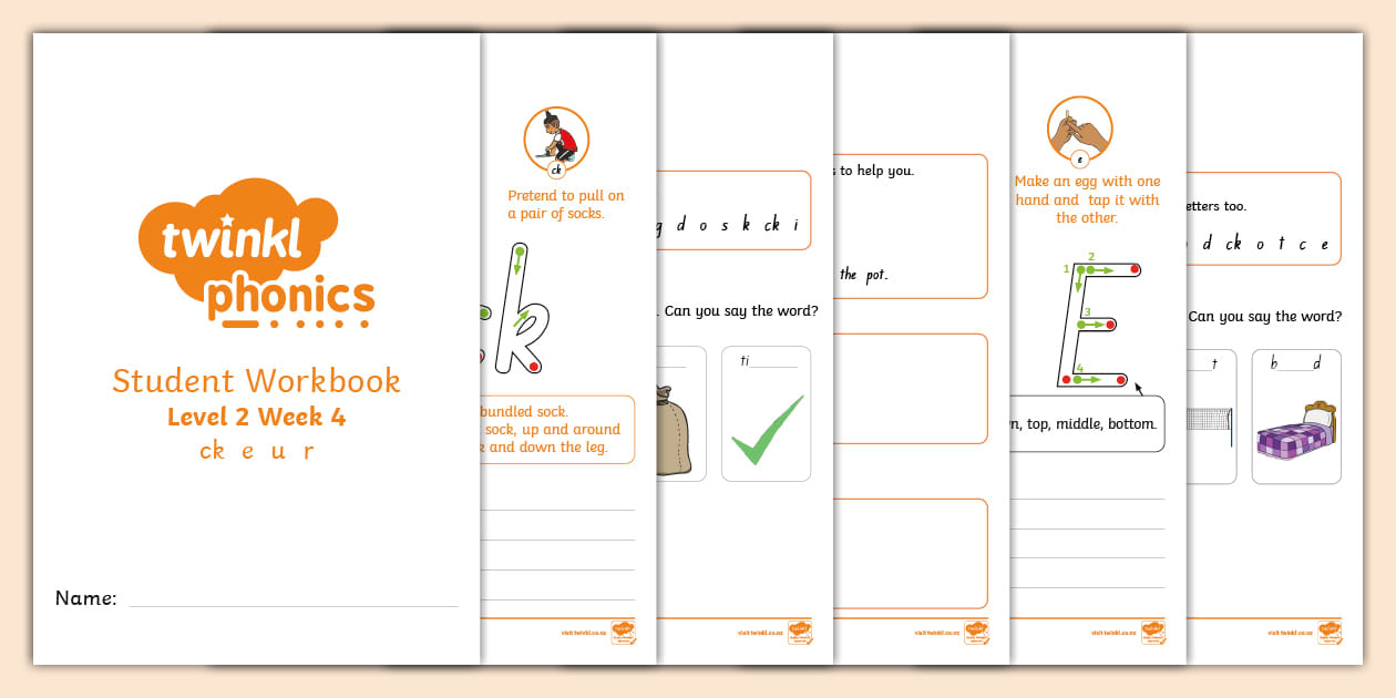 Twinkl Phonics 'ck', 'e', 'u', 'r' - Level 2 Week 4 Workbook