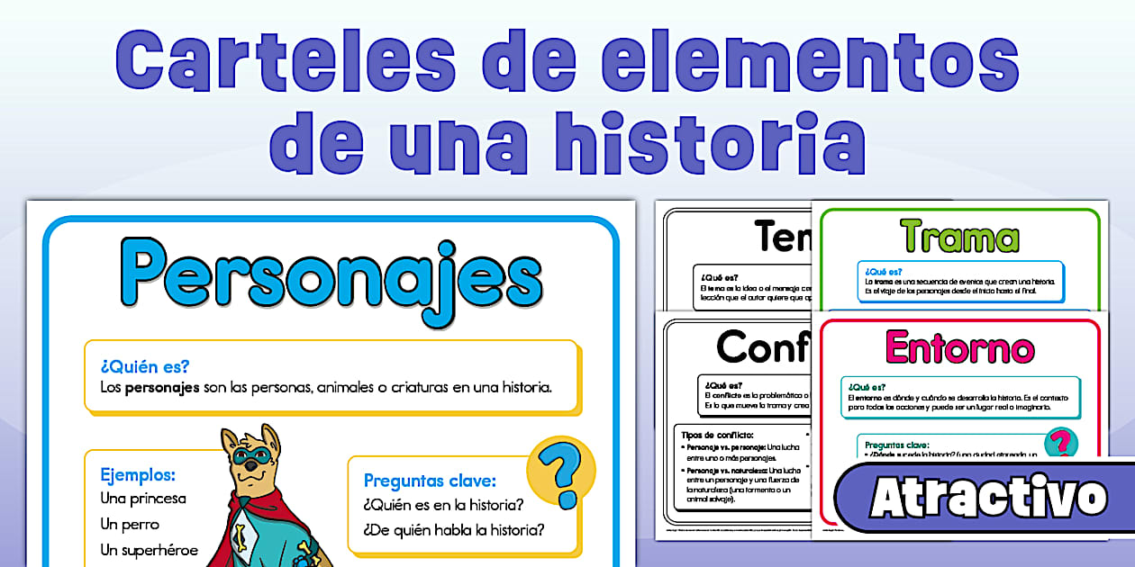 Carteles de elementos de una historia