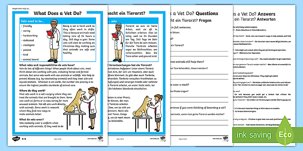What Does A Vet Do? Differentiated Reading Comprehension Activity