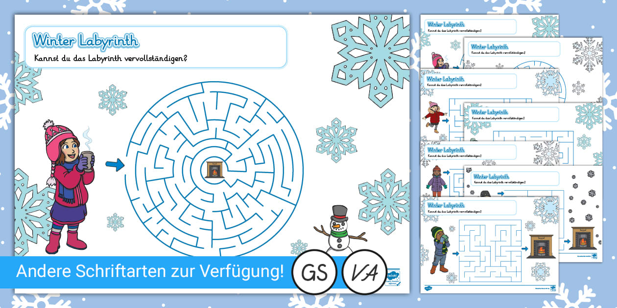 Winter Labyrinth-Arbeitsblätter (teacher made) - Twinkl