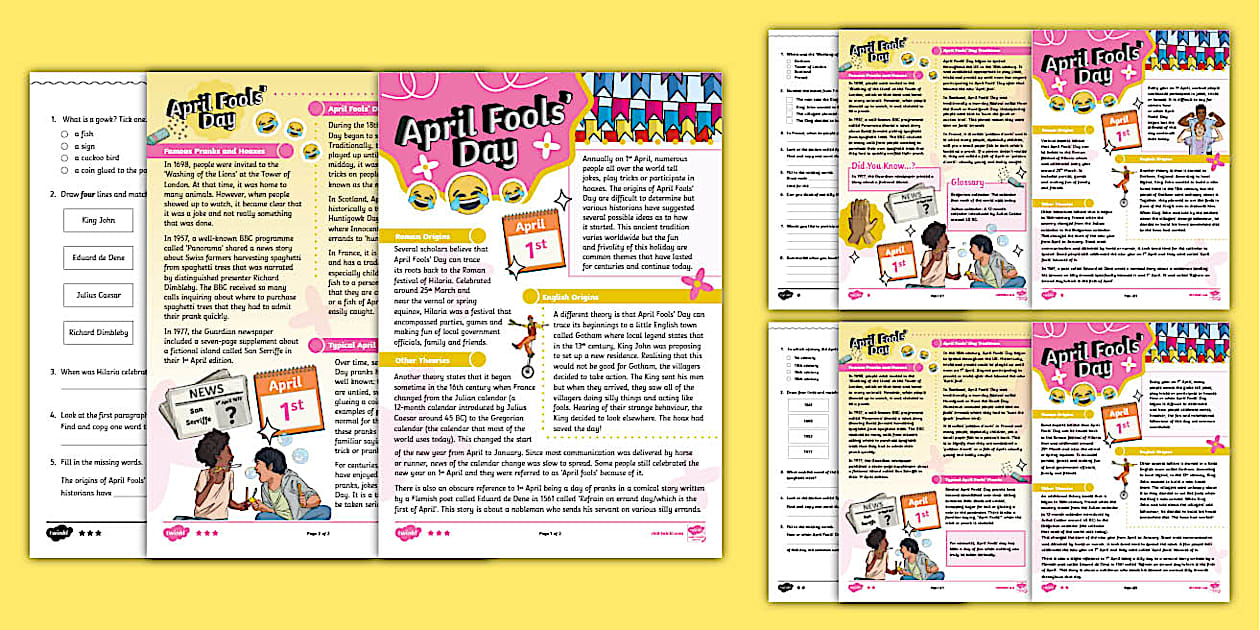UKS2 April Fools' Day Differentiated Comprehension Activity