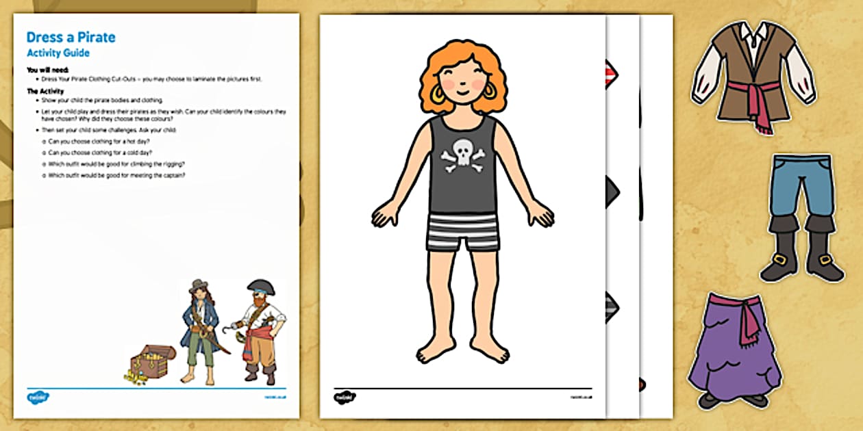 Dress a Pirate Busy Bag Resource Pack for Parents - Twinkl
