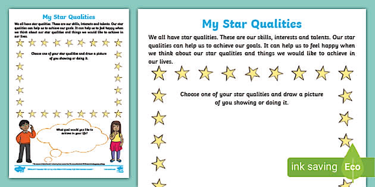 Goals and Aspirations KS1 My Star Qualities Activity Sheet