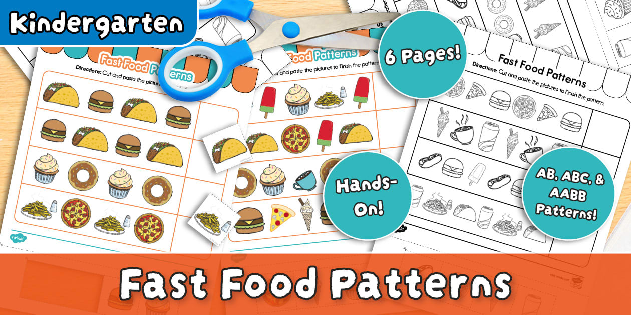 Fast Food Math Pattern Activity Sheets | Twinkl USA