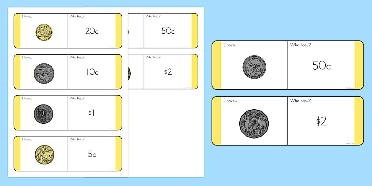 Australian Coins Loop Cards - Twinkl