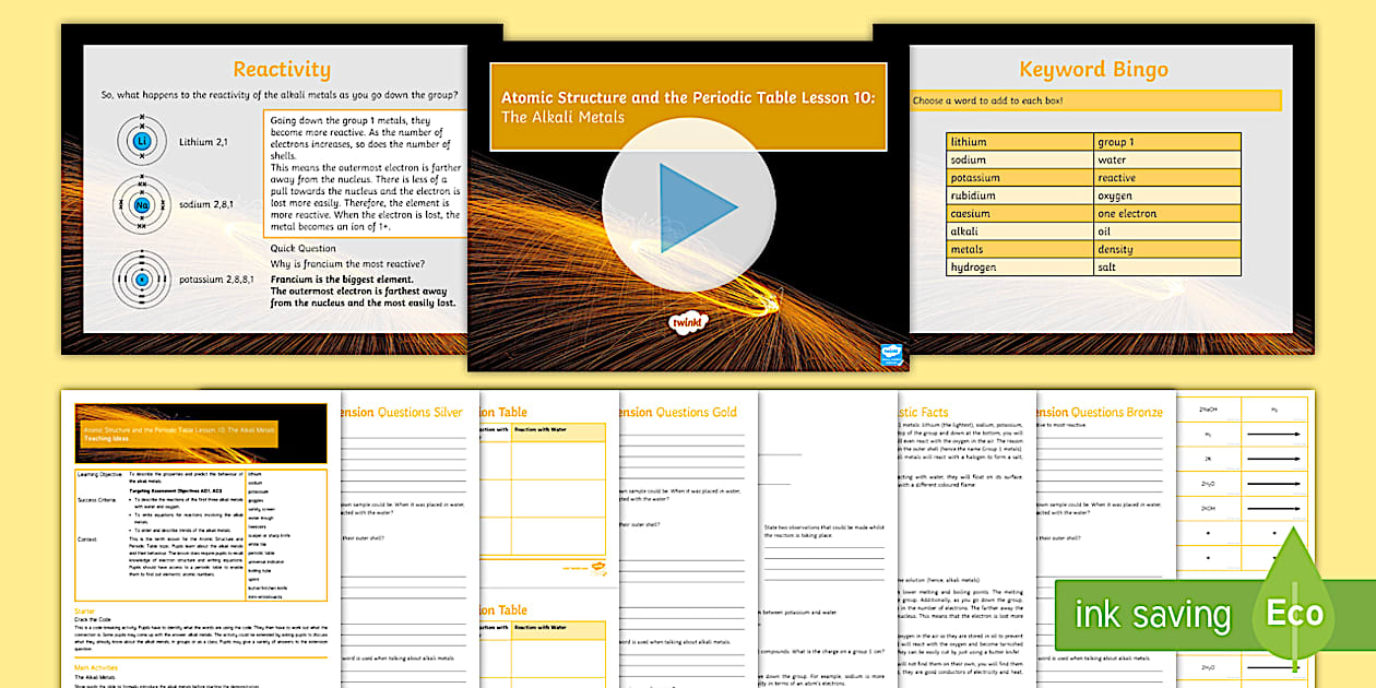 AQA GCSE Atomic Structure and the Periodic Table Lesson 10: The Alkali ...