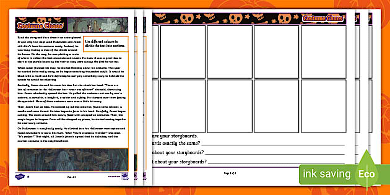 Halloween Differentiated Comprehension Storyboard Activity