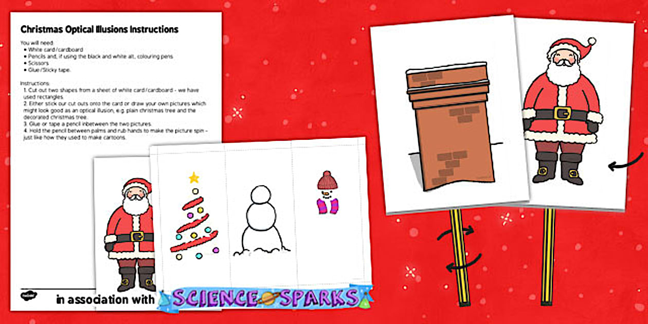 Black and White Christmas Optical Illusion Cut Outs - Twinkl