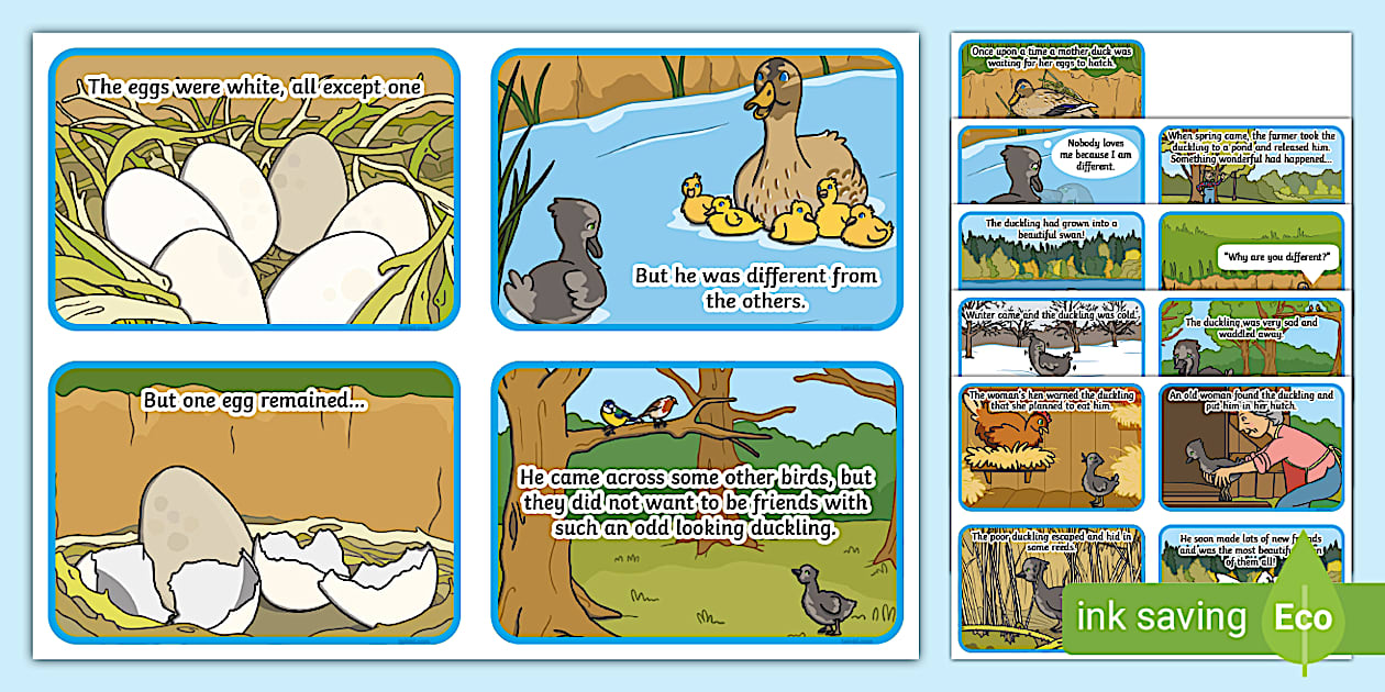 The Ugly Duckling Story Cards - Twinkl