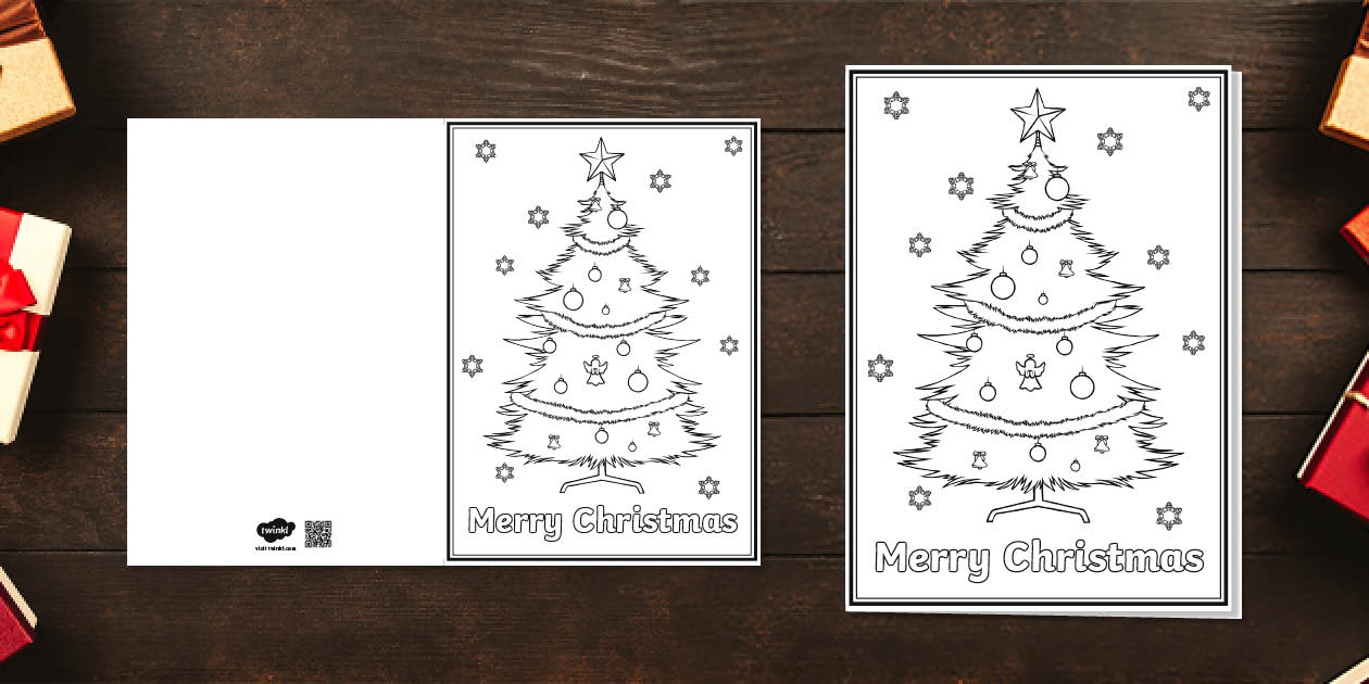 Christmas Tree Colouring Card | Twinkl Party - Twinkl
