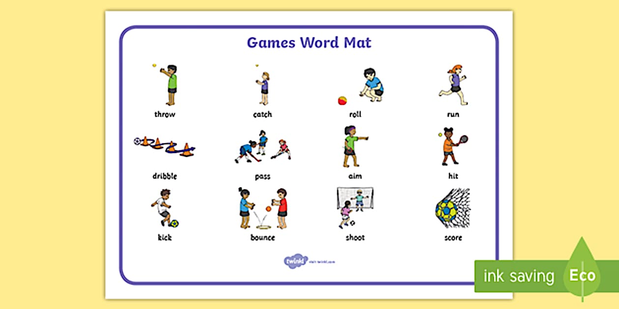 PE Games Word Mat (teacher made) - Twinkl